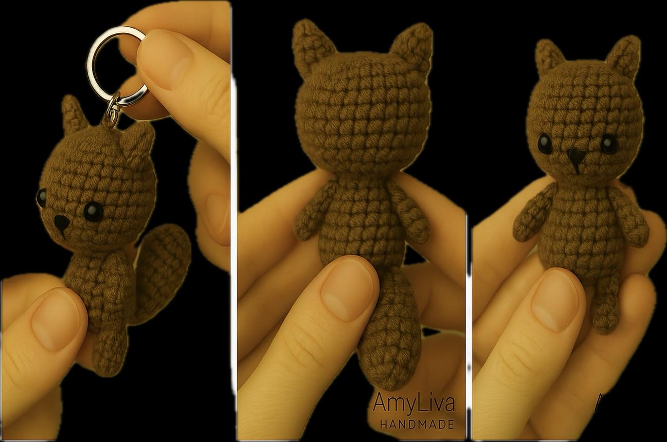 🐿️Single Color Squirrel Amigurumi Keychain – Free Crochet Pattern - Amyliva