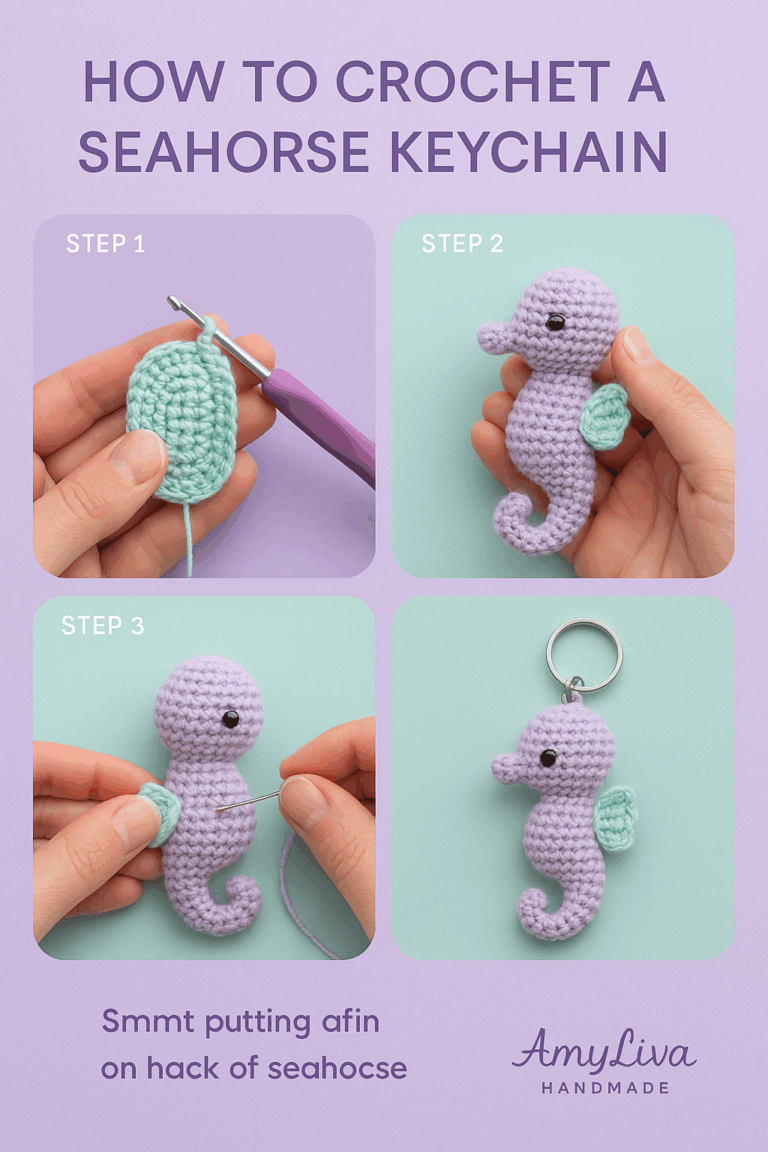 How to Crochet a Seahorse Keychain – Step-by-Step Guide - Amyliva