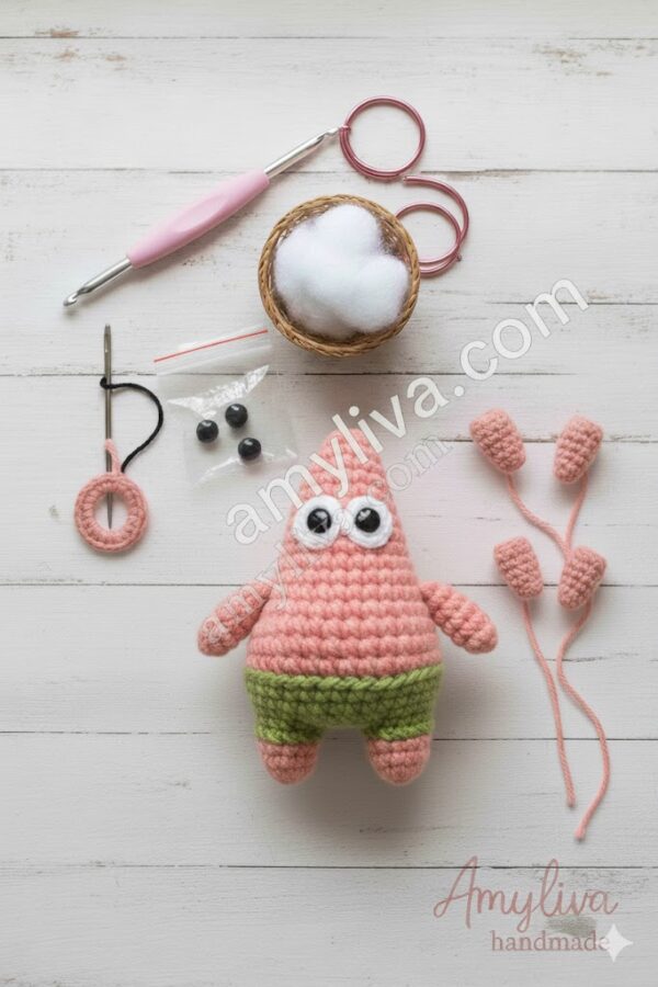 The Ultimate Free Amigurumi Patrick Star Keychain Pattern! - Amyliva