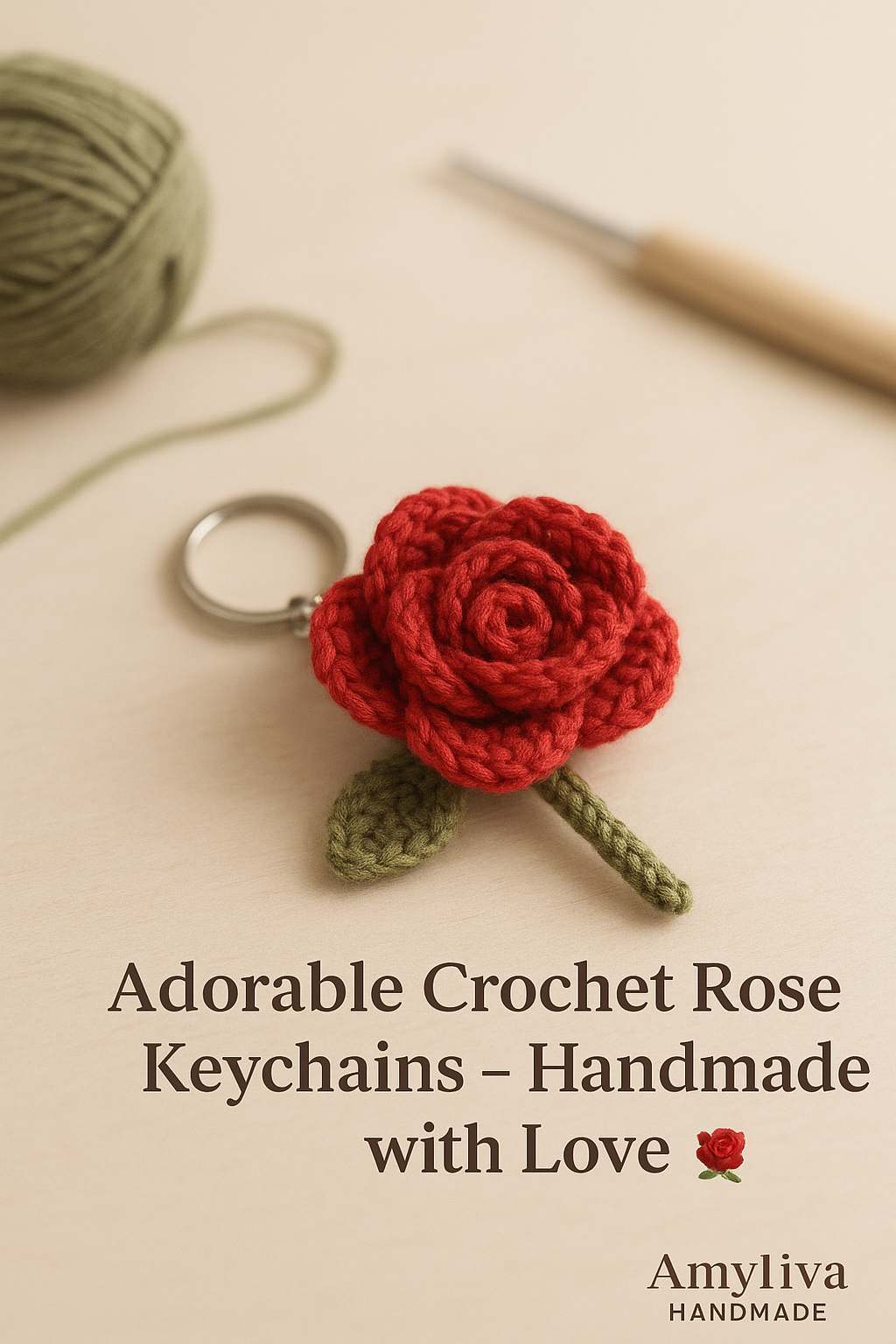 Amigurumi Rose Keychain – Easy & Elegant Crochet Flower Pattern for ...